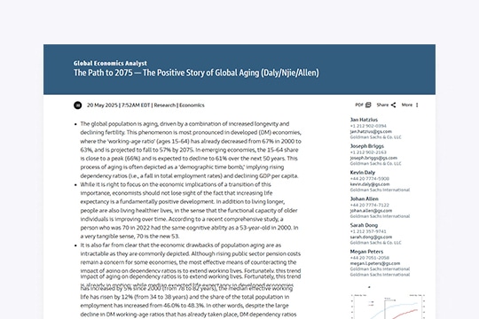 The path to 2075 — the positive story of global aging | Goldman Sachs