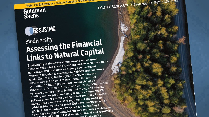 GS Sustain: Biodiversity - Assessing the Financial Links to Natural ...