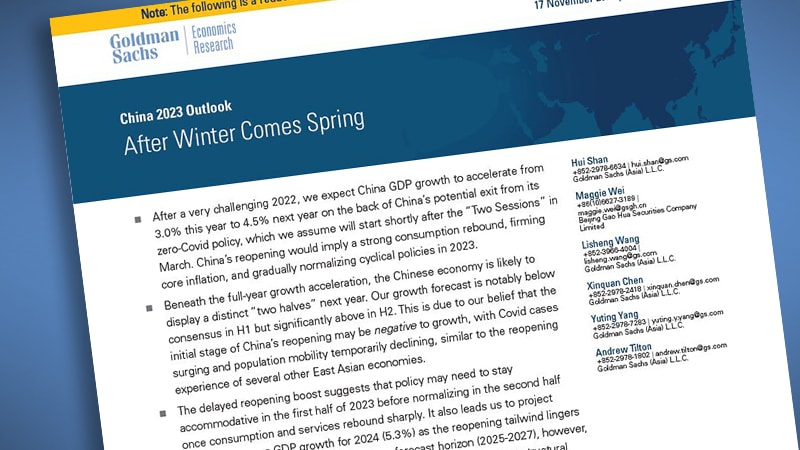 China 2023 Outlook: After Winter Comes Spring | Goldman Sachs