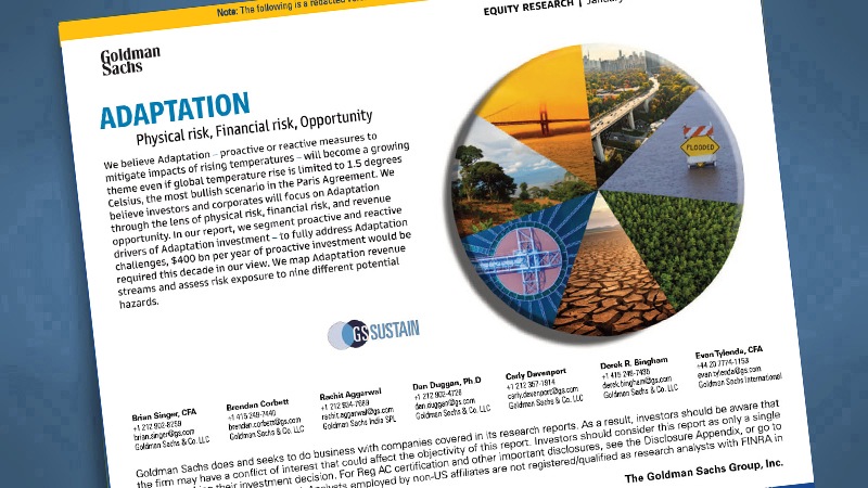 GS SUSTAIN: Adaptation: physical risk, financial risk, opportunity ...