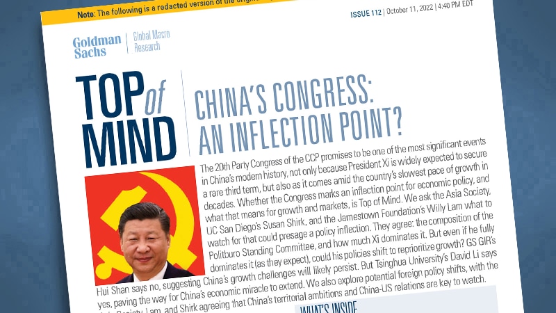 China’s Congress: An Inflection Point? | Goldman Sachs